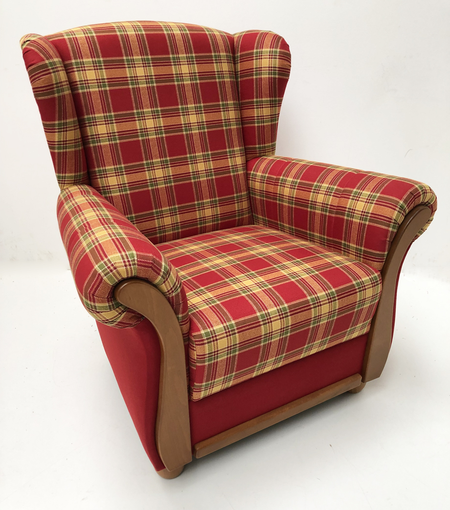 Ohrenbackensessel ANTON, Holz Buche Ton Kirschbaum 2206, TS-1919 TS-1910 - Landhausmoebel-shop